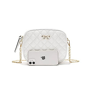 Small White Crossbody Purse for Teens Girls and Women - Ladies Cute Quilted Leather Hobo Messenger Bag - Handbags Shoulder Bags Satchel