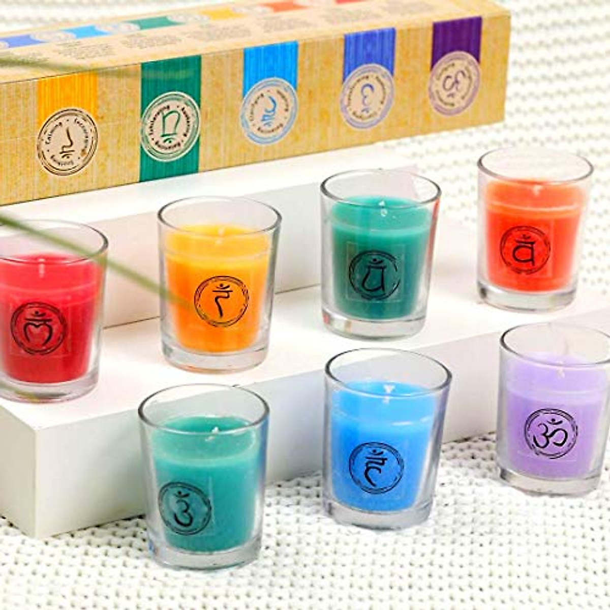 Chakra & Luck Votive Candles Scent Pack of Aromatherapy Candle Set Eucalyptus Candle Lavender Candle Rose Candle Jasmine Candle Cedar Candle, Lotus and Ylang Ylang Home Scent