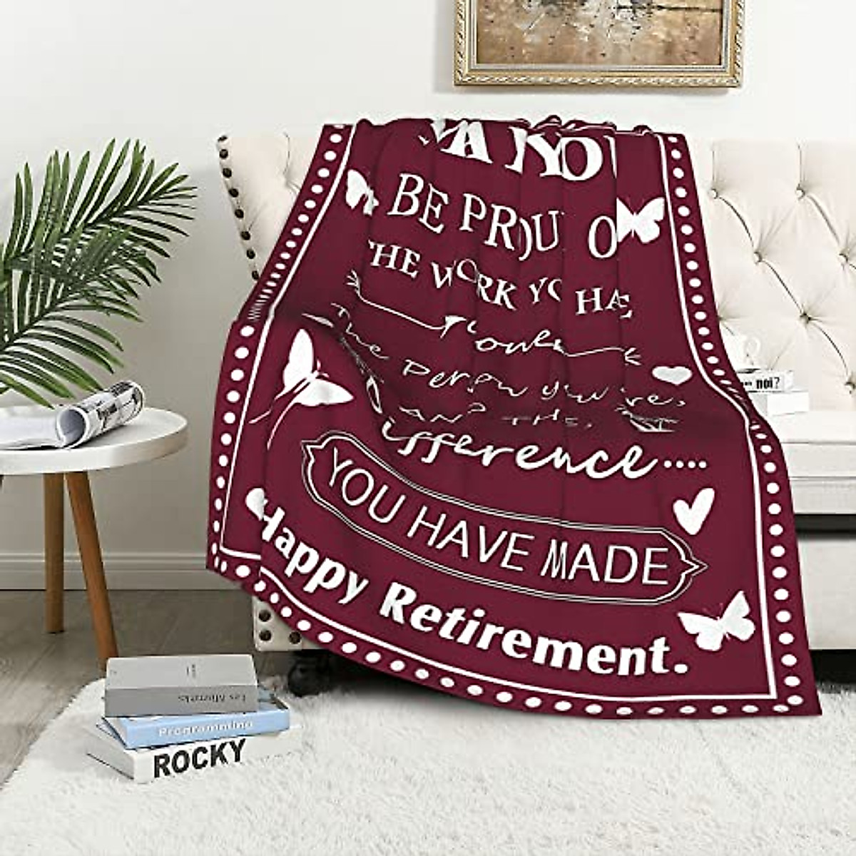 Retirement Gifts for Women Blanket,Happy Retired Blanket for Men Women 60"x 50",Boss Coworkers Friend Unique Retirement Farewell Gifts for Parents Grandparents Retirement Creative Blanket