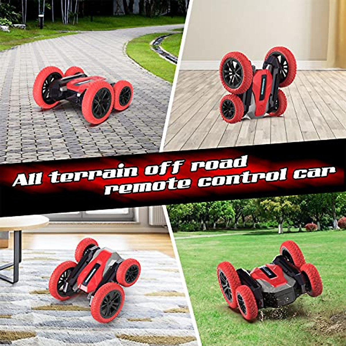 Wsiyen RC Cars Remote Control Car, Toys for 6 7 8 9-14 Year Old Boys Double Sided 360°Rotating Stunt Car, 4WD,All Terrain Tires, LEDs, Toy Cars with Rechargeable Battery,Birthday Gifts for Kids