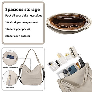 EMBRUNIOICE Large Hobo Bags for Women, Vegan Leather Hobo Purse and Handbag with Adjustable Guitar Strap, Ladies Crossbody Shoulder Bag (Light Grey)