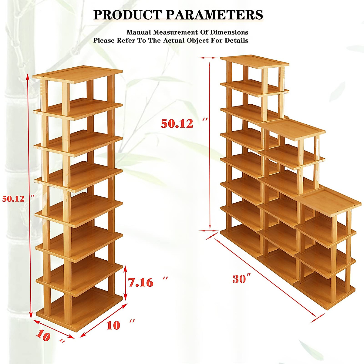 Bamboo Shoe Rack 17 Tier- Vertical Shoe Rack for Small Spaces, Tall Narrow Shoe Rack Organizer for Closet Entryway Corner Garage and Bedroom,Skinny Shoe Shelf with Free Stackable DIY