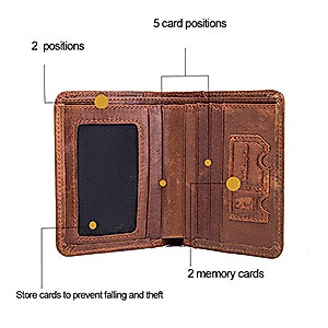 Clever Anti-Lost Wallet with Alarm, Bluetooth, Position Record (via Phone GPS) Tracker Item Finder, Cowhide Leather Locator Vintage Retro Style Trackable Intelligent Minimalist Purse (Brown, Vertical)