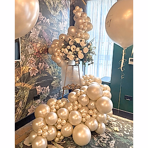 Pearl White Balloons Garland Arch Kit Different Sizes 70 PACK18/12/10/5 Inch Double-Stuffed White Ivory Latex Balloon for Wedding Birde to be Birthday Anniversary Decorations