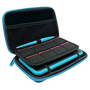 FYOUNG 3 in 1 Case for Nintendo 2DS XL/New 2DS XL,Carrying Case Compatible with Nintendo 2DS XL with Stylus, 2 Screen Protector Film and 8 pcs game card cases - Black
