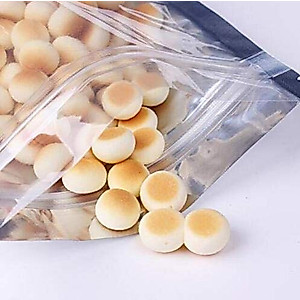 100 Pcs Reclosable 10.2x12.7 cm/4x5inch Clear Colorful Mylar Foil Flat Bag Sample Pouch Heat Sealable Aluminum Foil Bags Food Storage Coffee Candy Foil Grip Seal Wrap (White)