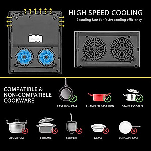 VIVOHOME 120V 1800W Electric Portable Induction Cooktop with 8 Preset Buttons, Sensor Touch Countertop Burner with 180-Min Countdown Timer and 0-24H Timing Start, 140-460℉ Temperature Adjustable