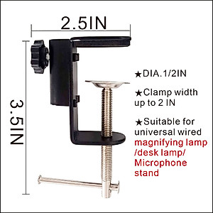 XINME Desk lamp Clamp: 2PACK 1/2 Enlarge Hole Replacement C Clamp Desk Light,Magnifying Glass w/ Light,Table Mic Stand,Mic Arm Desk Mount, Phone Holder,for Office Work Task (M Black) (C CLAMP SMALL)