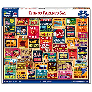 White Mountain Things Parents Say 1000 Piece Jigsaw Puzzle Fun Collage Puzzles for Adults and Family