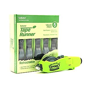 TAPE RUNNER Premium Double Sided Adhesive Tape Runners. Acid Free, PAT Approved. Perfect for Scrapbooking & Bullet Journal (Retractable (315 inches per Cartridge), 5 Cartridges)