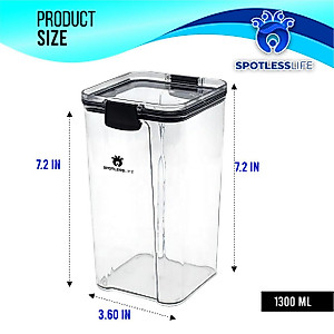 SPOTLESSLIFE Pantry Food Storage Container - 60oz - Tall Kitchen Canister with Airtight Lid, Clear Organizer for Dry Ingredients, Flour, Cereal – Large Sealed Container for Kitchen and Pantry