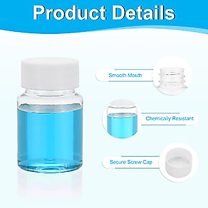 PATIKIL 10 Pcs 50ml Reagent Bottles, PET Wide Mouth Round Bottles with Screw Cap for Lab Water Reagent Liquids Solid Sample Storage Seal, Transparent