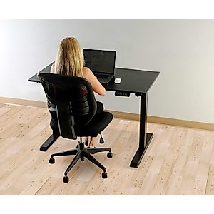 TechOrbits Electric Standing Desk Tabletop - 47 Inch Motorized Workstation Two Leg Frame Stand Up Desk with Memory Settings and Telescopic Sit-Stand Height Adjustment Black