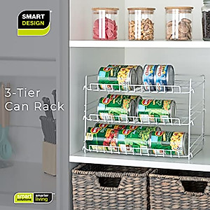 Smart Design 3-Tier Can Rack Organizer - Adjustable - Steel Metal Wire - Pantry, Spice, Cabinet, Under Sink, Fridge Storage Organization - Kitchen (14.5 x 10.25 Inch) [White]