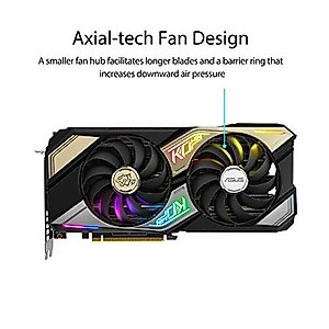 ASUS KO NVIDIA GeForce RTX 3070 V2 OC Edition Gaming Graphics Card (PCIe 4.0, 8GB GDDR6 Memory, LHR, HDMI 2.1, DisplayPort 1.4a, Axial-tech Fan Design, 0dB Technology, Enduring capacitors)