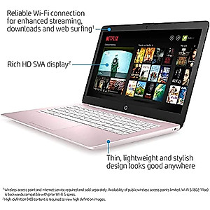 HP 2022 Stream 14" HD Thin and Light Laptop, Intel Celeron N4000 Processor, 4GB RAM, 64GB eMMC, HDMI, Webcam, WiFi, Bluetooth, 1 Year Office 365, Windows 11 S, Rose Pink, IFT 32GB USB Drive