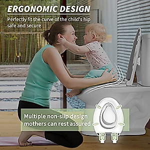Toilet Seat with Toddler Seat Built in, Potty Training Toilet Seat, Magnetic Kids Toilet Seat, Slow Close, Thicken Plastic Easy to Clean, Removable and Never Loosen,Fits both Adults Child, White 18.5”