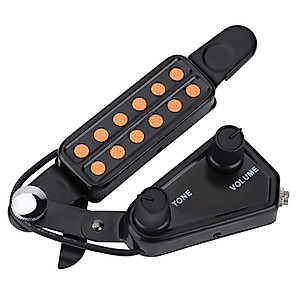 12 Sound Hole Guitar Pickup,Magnetic Pickup Transducer with Volume Tone Tuner Kit for Acoustic Guitar