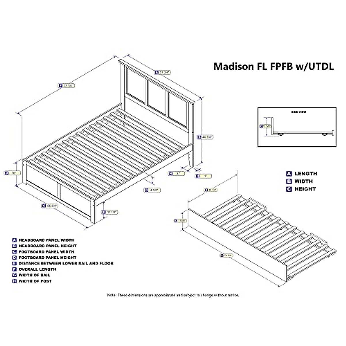 AFI Madison Platform Bed with Footboard & Trundle