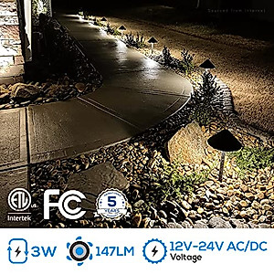 LEONLITE LED Landscape Path Light, 3W 147LM 12-24V AC/DC ETL CRI90+ Wired Outdoor LED Walkway Light, Unique Vintage Golden Texture, Aluminum Construction Low Voltage Pathway Lights IP65 3000K, 4 Pack