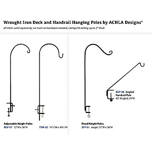 Achla Designs TSW-02 Deck Rail, Adjustable Shepherd's Pole, Black