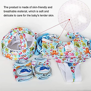 Baby Walking Harness with Knee Pads and Safety Helmet Handheld Baby Walker for Boys Girls Adjustable Walking Assistant Protective Belt Perfect for Toddler Infant Child 7-24 Months (Blue)
