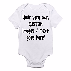 JEWUNO Custom Personalized Baby One-Piece Bodysuit Create Your Own Text or Image, White (0-3 Months (Newborn))