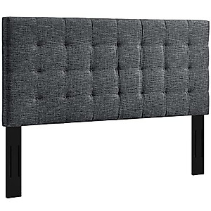 Modway Paisley Upholstered Tufted Linen Fabric Twin Headboard Size in Gray