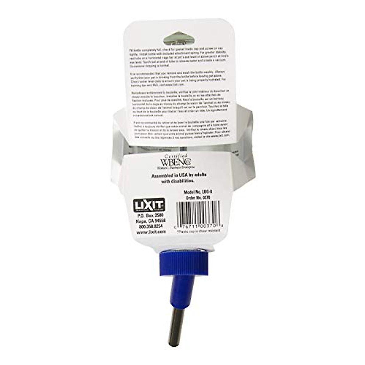 Lixit Glass Bottles for Dwarf Rabbits, Gerbils, Hamsters, Ferrets, Guinea Pigs, Chinchillas, Rats. Hamsters and Other Small Animals. (8 oz)