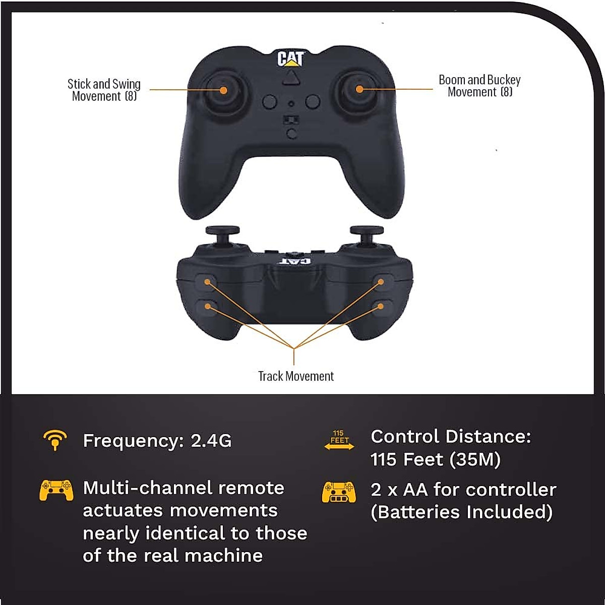 Diecast Masters RC Truck Cat 330D L Hydraulic Excavator | Fully Functional Radio Control Excavator Truck | 1:20 Scale Model Remote Control Truck, RC Caterpillar Trucks | CAT Yellow Diecast Model 28001