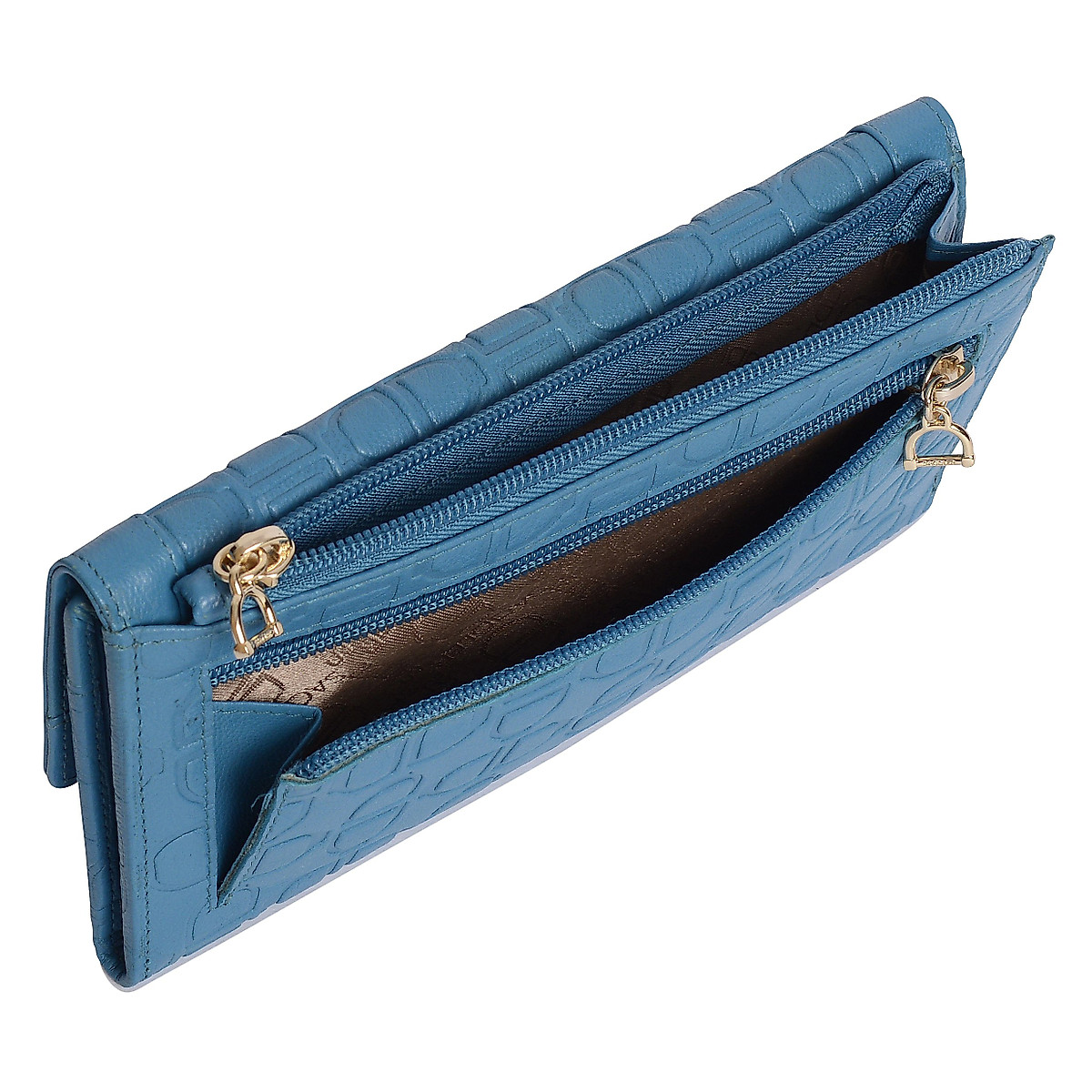 SADDLER Womens Large Leather Trifold Credit Card Coin Purse Wallet |Gift Boxed - Storm Blue