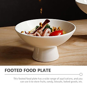 Cabilock Ceramic Footed Bowl Round Decorative Fruit Dish Holder Display Stand for Kitchen Counter Centerpiece Tray