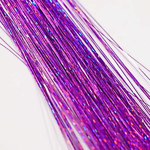 Purple Hair Tinsel Kit Strands, Fairy Hair tinsel kit in Lavender Hair Extensions with beads and loop tool (Purple)