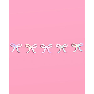 xo, Fetti Iridescent Bow Hanging Garland - 4 pcs, 12' | Bachelorette Decorations, Tying The Knot Bride Bach Decor, Birthday Party Favor, Baby Shower Supplies, Coquette Photobooth Backdrop