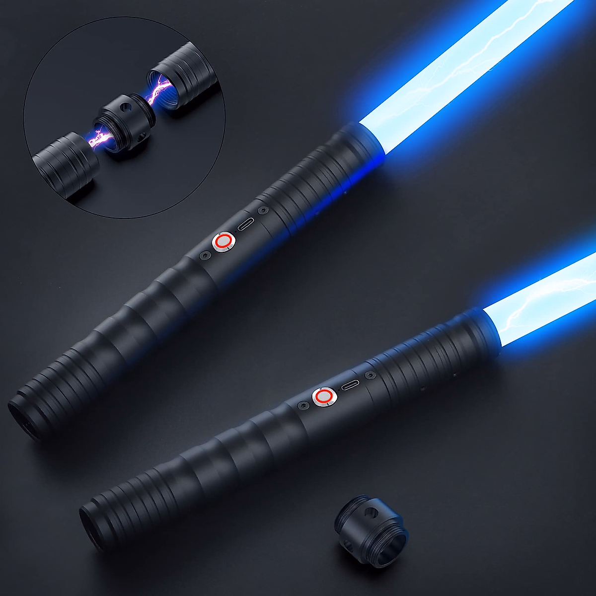 jvmusaber Lightsaber Toy, 8-12 Year Old Boy Girl Birthday Gift, 2-in-1 Detachable USB C Charge Light Saber, 12 Colors and 4 Modes & Sounds, for Kid and Adult Christmas Thanksgiving Gifts (Black)