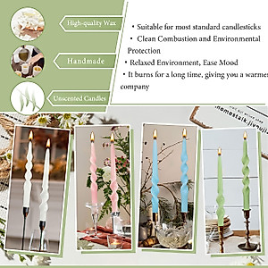 Green Spiral Taper Candles Stick 10 inch High Tapered Candle - 4 PCS Long Candlesticks Unscented Twisted Tapered Candlesticks for Home Decoration Holiday Wedding Party