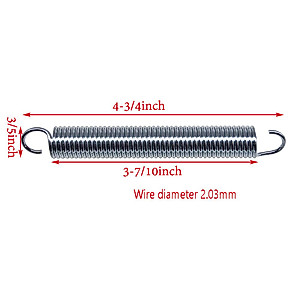 4 3/4 inch Replacement Recliner Sofa Chair Mechanism Tension Springs (Pack of 2) - Short Neck Hook Style