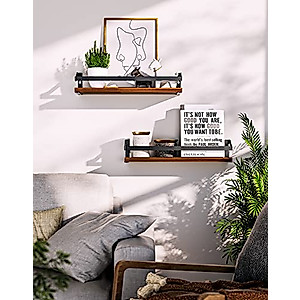 SWTYMIKI Spice Rack Wall Mount, 2 Pack Rustic Natural Wood Spice Rack Organizer for Cabinet, Hanging Spice Shelf for Kitchen Seasoning Organizer, Cabinet Organizer and Wall Storage