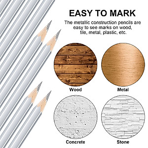 Tondiamo 48 Packs Silver Pencil Welders Pencil Metallic Silver Marking Hex Pencil Welding Supplies Marking Tools for Welders Plumbers Framer Carpenter Office School