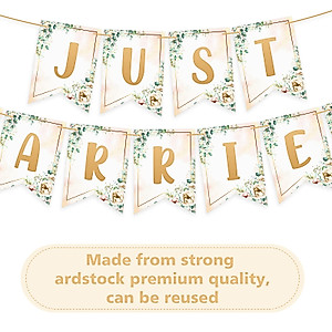 Just Married Banner - Just Married Sign - Floral Wedding Engagement Bridal Shower Theme Wedding Banner - Wedding Reception Party Decorations & Decor