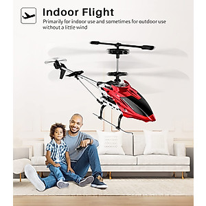 RC Helicopter, S37 Aircraft with Altitude Hold, 3.5 Channel, Sturdy Alloy Material, Gyro Stabilizer and High & Low Speed, Multi-Protection Drone for Kids and Beginners to Play Indoor-Red