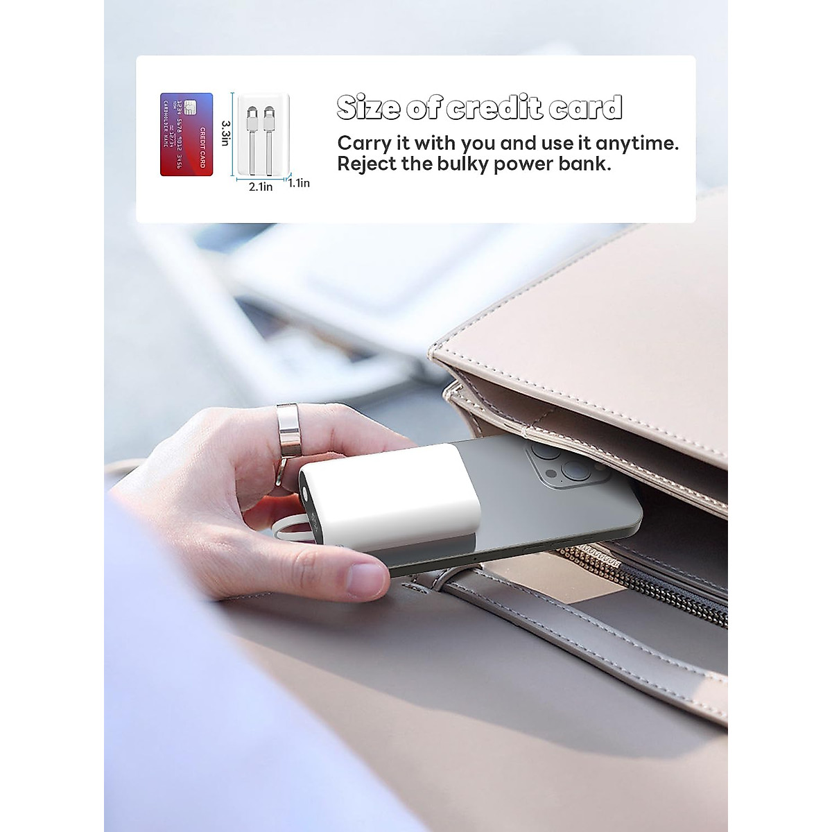 OHZHAO Portable Phone Charger 12000mAh with Built-in Cables, LED Display, Fast Charging Ultra Compact Portable Charger Power Bank, Battery Pack for iPhone 15/14/13/12 Series,Samsung/Google/LG/iPad etc