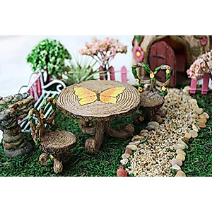 NW Wholesaler Fairy Garden Supply - Fairy Furniture - Butterfly Table & Chairs Set for Miniature Fairy Gardens
