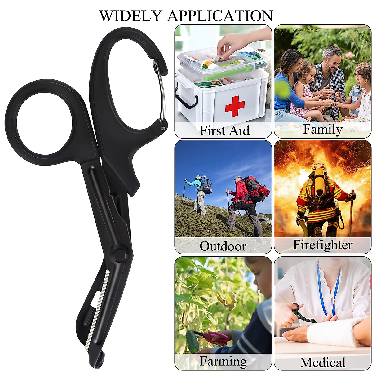 GRICARE 3-Pack Medical Scissors and Pen Light, Medical LED Penlights with Pupil Gauge, Trauma Shears Bandage Scissors with Carabiner-7.5" Surgical Scissors for Nurses, Doctors, Nursing Students, EMT