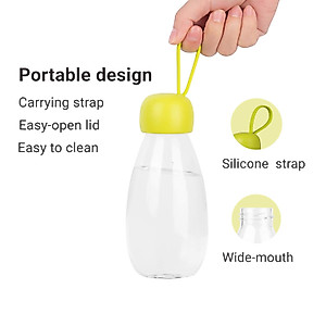 emoi BPA Free Water Bottle, 12oz/360ml Cute Water Bottle with Carrying Strap, Ideal for Kids Boys Girls Students Women Healthy Hydration-Green