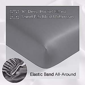 DOZ by SIJO 100% Organic Bamboo Sheet Set, Buttery Soft, Cooling for Hot Sleepers, Silky Breathable, Oeko-TEX, High GSM, 16" Deep Pockets - 3pc - 2 Pillowcases 1 Fitted Sheet (Storm, Queen)