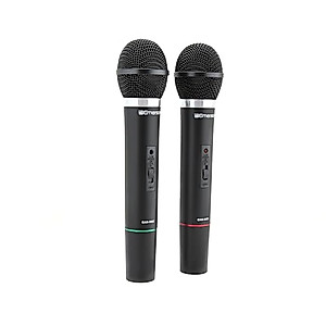 Emerson EAM-9002 Dual Handheld Wireless Microphone Starter Kit with Wireless FM Receiver, Black