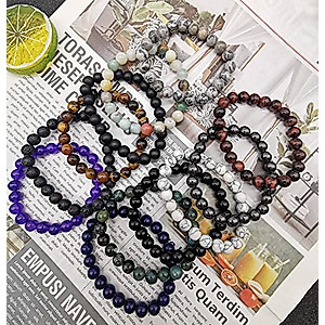 SAMOCO 1-12Pcs 8mm Stone Semi-Precious Gemstones Beaded Bracelets for Men Women Healing Crystal Stretch Beaded Bracelet Unisex
