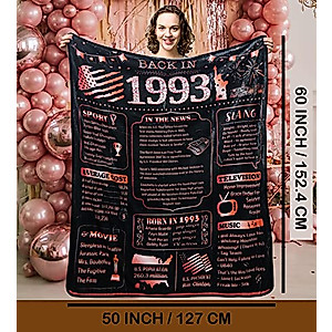 Henghere 30th Birthday Gifts for Women, 30th Birthday Gift for Friend, Mom, Sister, Wife, Aunt, Coworker, Happy 30 Year Old Birthday Decorations Women | Blanket for Bed Sofa 60x50 Inches, Rose Gold