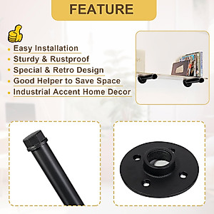 Pintuson 6 Pcs Industrial Pipe Clothes Bar 10 Inch - Wall Mount Clothing Rack - Face Out Closet Rods for Hanging Clothes Commercial Retail Boutique Laundry Shirt Display - Black